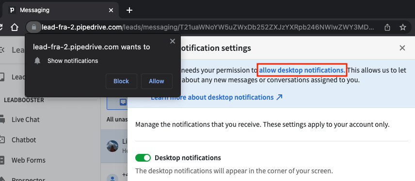 Risoluzione dei problemi: messaging inbox (BETA) - Knowledge Base | Pipedrive